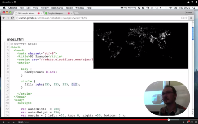 Spinning globe with glowing city markers in D3 – MAPPABLE.INFO